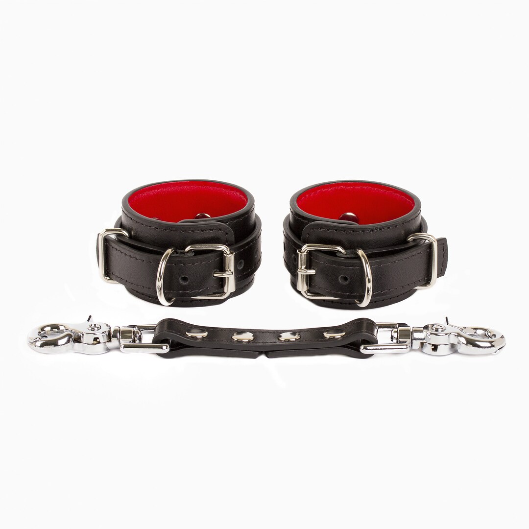 Custom BDSM Restraints Black-red Leather Handcuffs for Men & Women792 ...