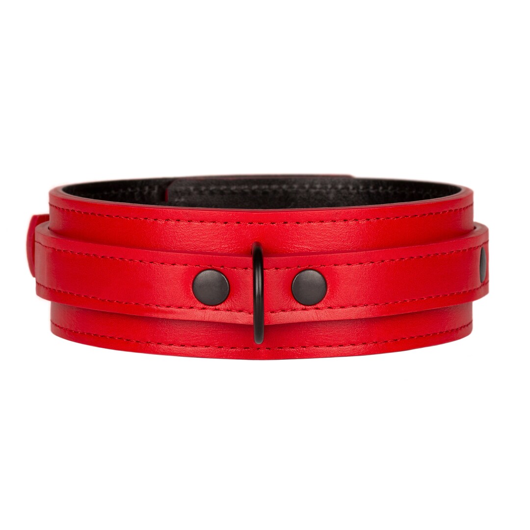 Custom Sized Leather Red-black BDSM Bondage Submissive Collar (792 ...
