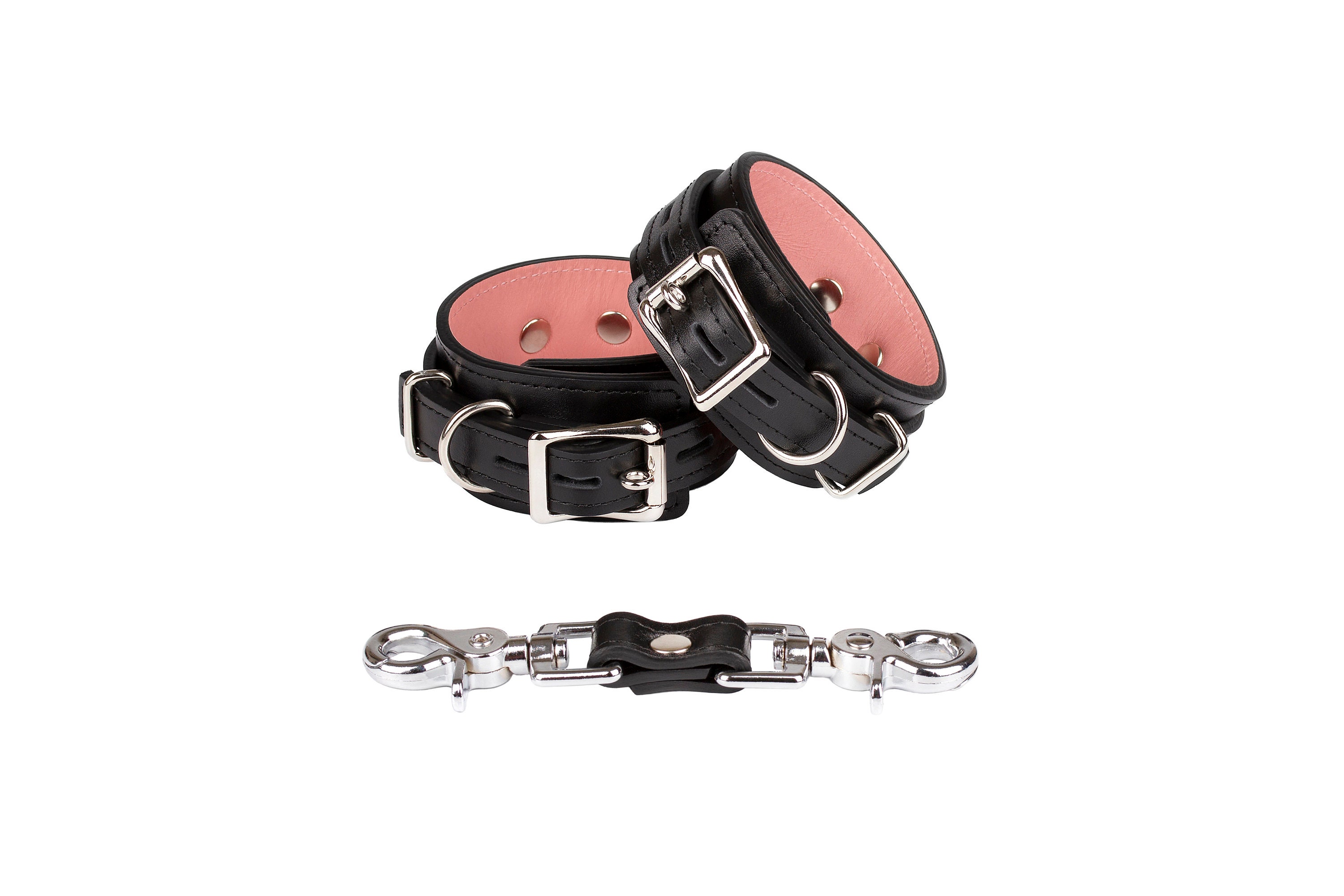 Handmade Black-pink Leather Custom Locking Choker Collar (792 Color ...