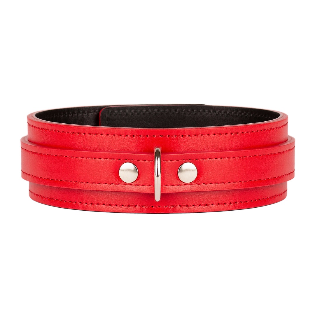 Custom Sized Leather Red-black BDSM Bondage Submissive Collar 792 Color ...