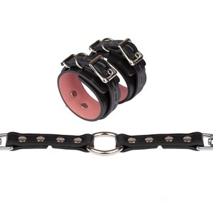 Locking Black Leather Ankle Cuffs With Custom Sizing (792 Color ...