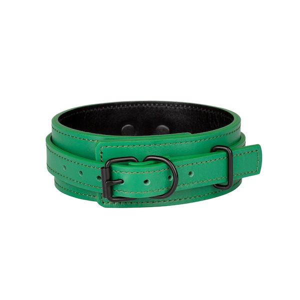 Green Leather Collar - Etsy