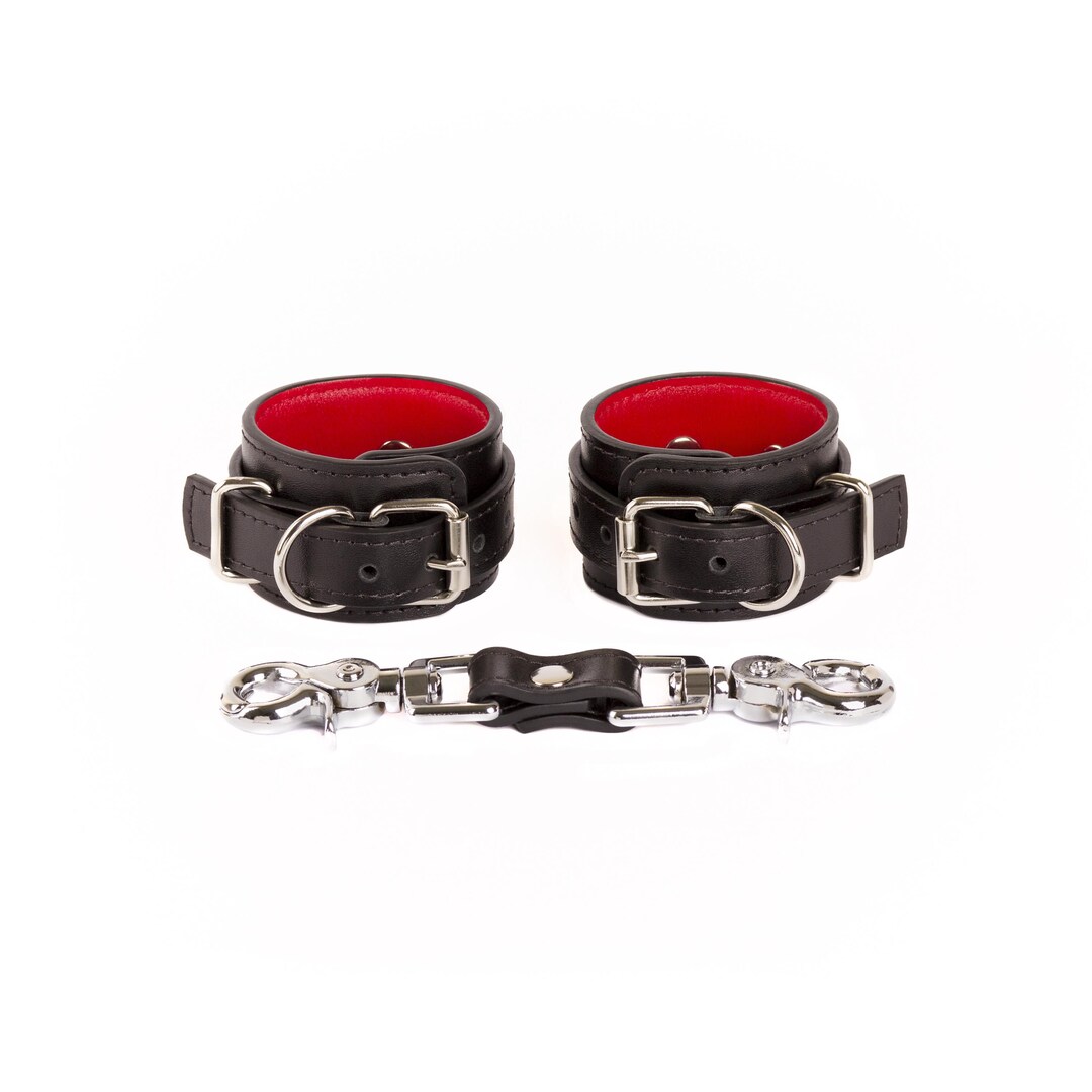 Custom BDSM Restraints Black-red Leather Handcuffs for Men & Women 792 ...