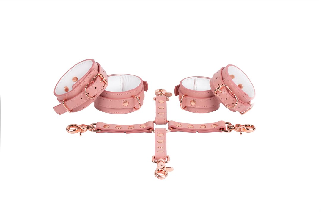 Handmade Leather Cuffs Set Ankle Cuffs Hand Cuffs and Connector 792 ...