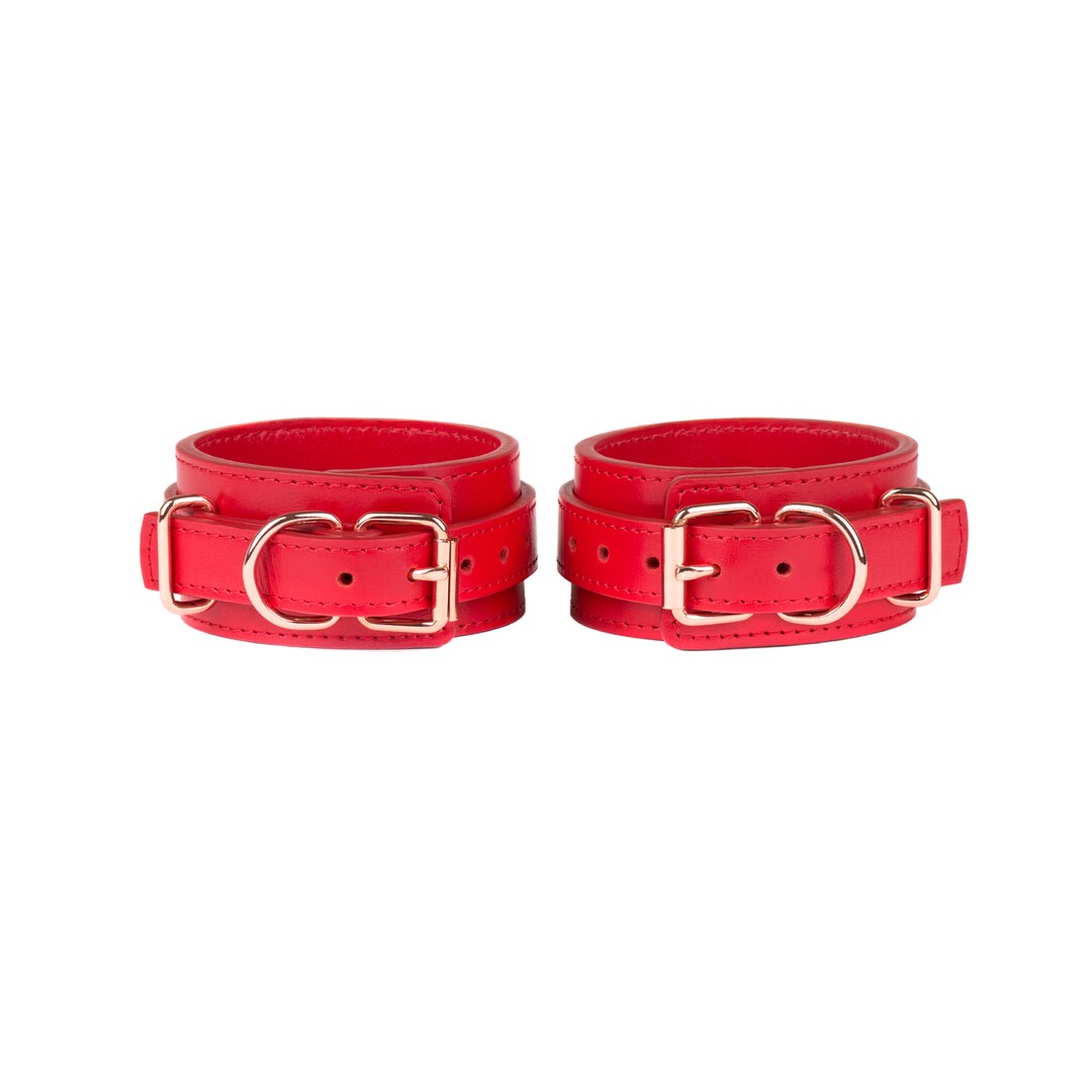 Handmade Red Leather Wrist Cuffs for Men and Women 792 Color Variation ...