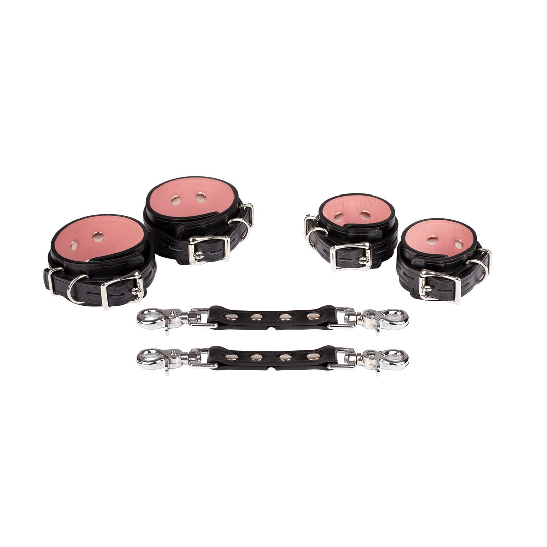 Locking Black Leather Hand Cuffs and Ankle Cuffs With Custom Sizing ...