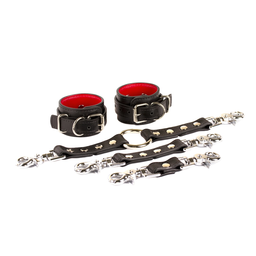 Custom BDSM Restraints Red Leather Sex Handcuffs for Men and Women(792 ...