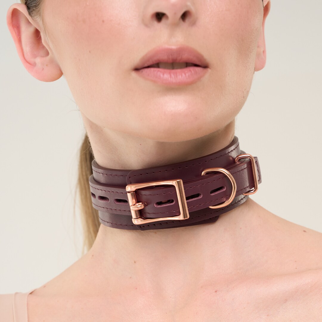 Handmade Bordo Leather Custom Locking Choker Collar (792 Color ...