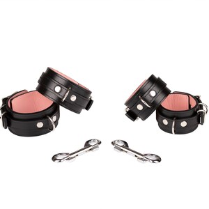 Locking Black Leather Ankle Cuffs With Custom Sizing (792 Color ...
