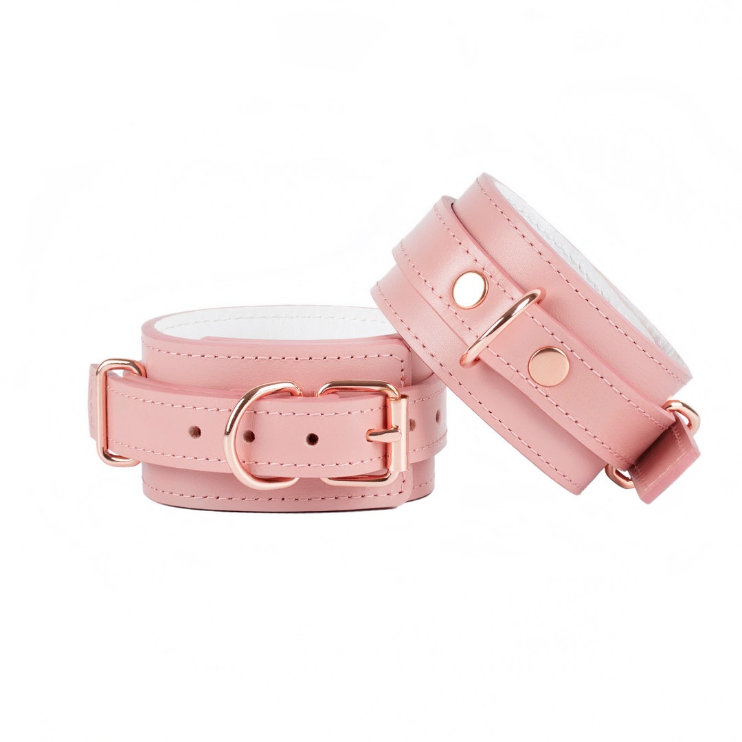Custom Pink-white Leather Cuffs for Men & Women792 Color Variations ...