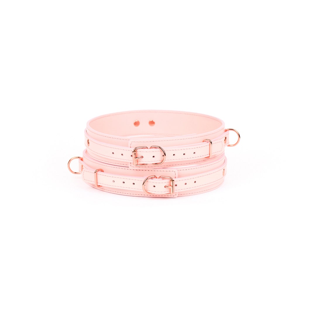Handmade Light Pink Custom Leather Thigh Leg Cuffs for Women Sub 792 ...