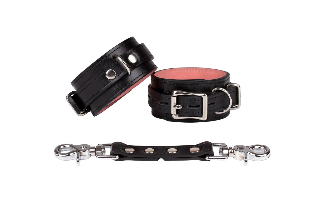 Locking Black Leather Hand Cuffs and Ankle Cuffs With Custom Sizing ...