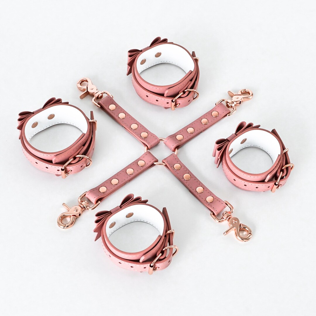 Premium Handmade Leather Hand & Ankle Cuffs With Bow and Hogtie ...