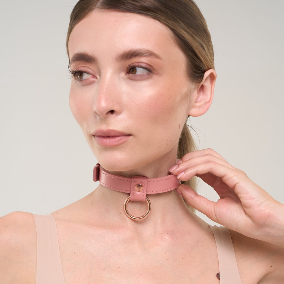 Handmade Pink Leather Choker Day Collar With O Ring 792 Color ...