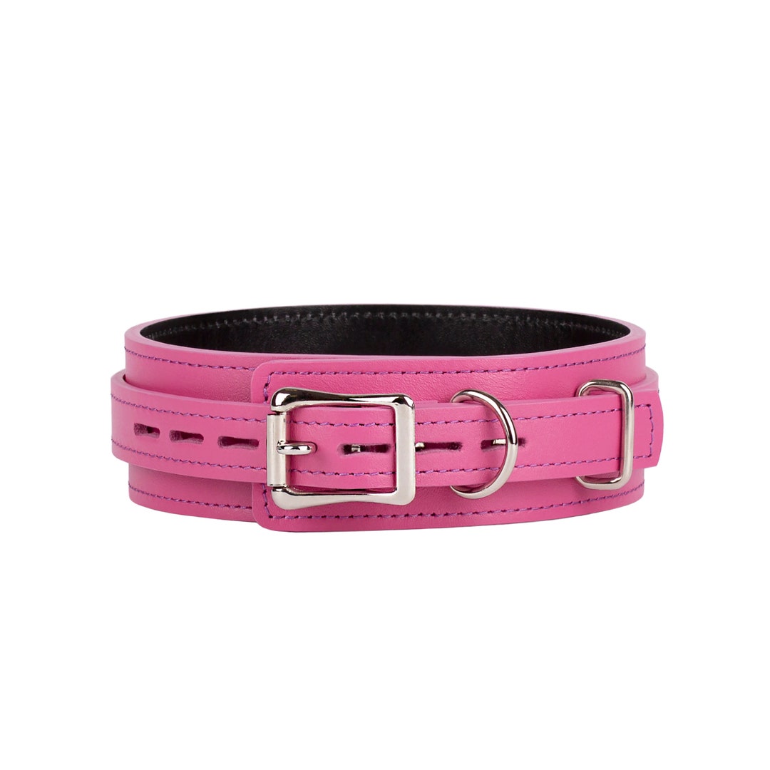 Handmade Purple-black Leather Locking Lockable Collar for Woman Sub and ...