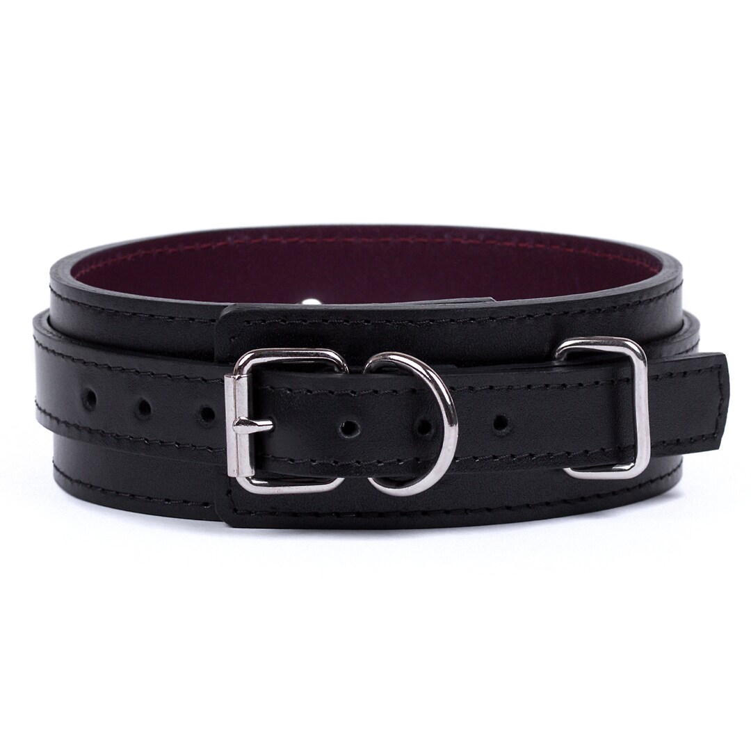 Custom Sized Leather Black-bordo BDSM Bondage Submissive Collar 792 ...