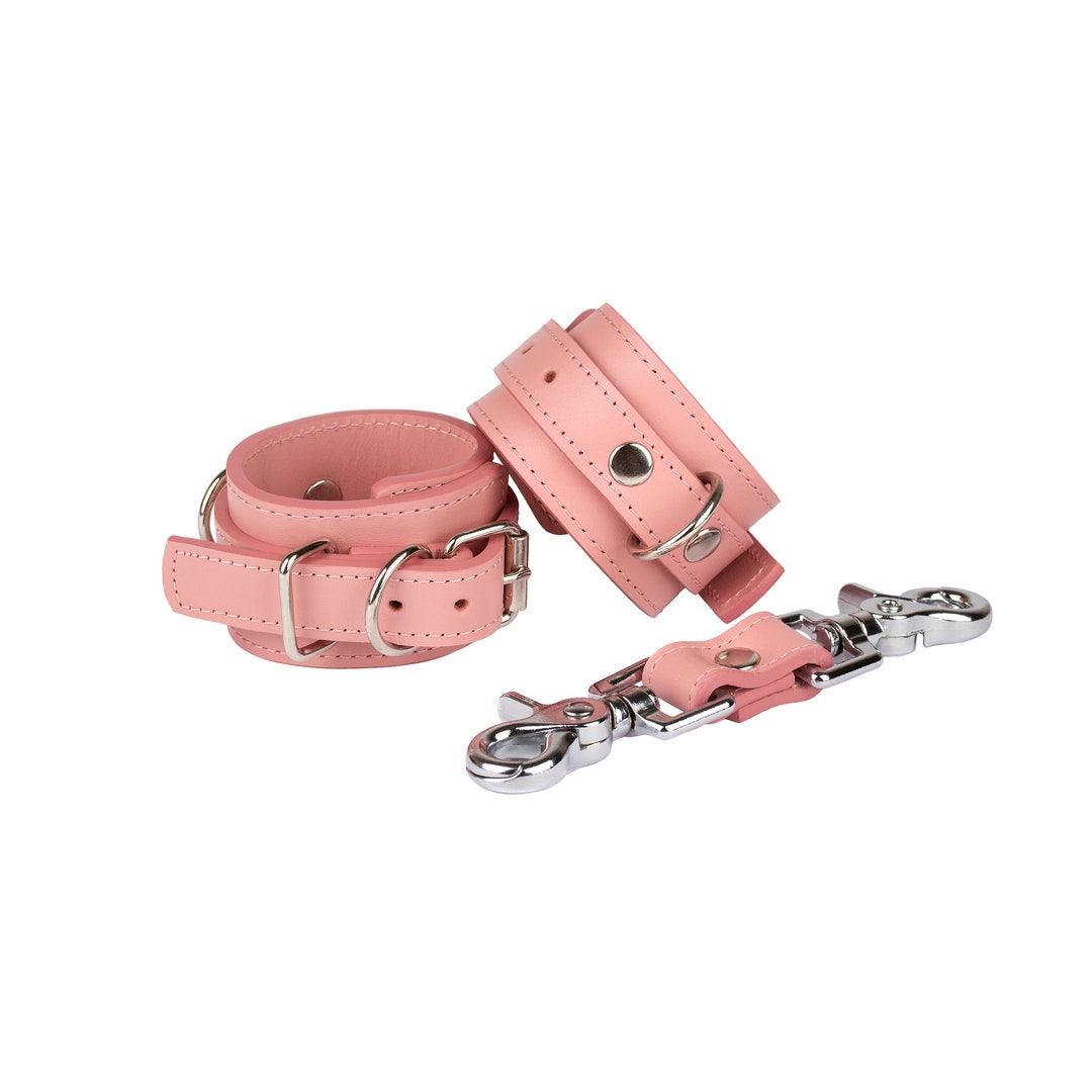 Custom BDSM Restraints Pink Leather Handcuffs for Men & Women 792 Color ...
