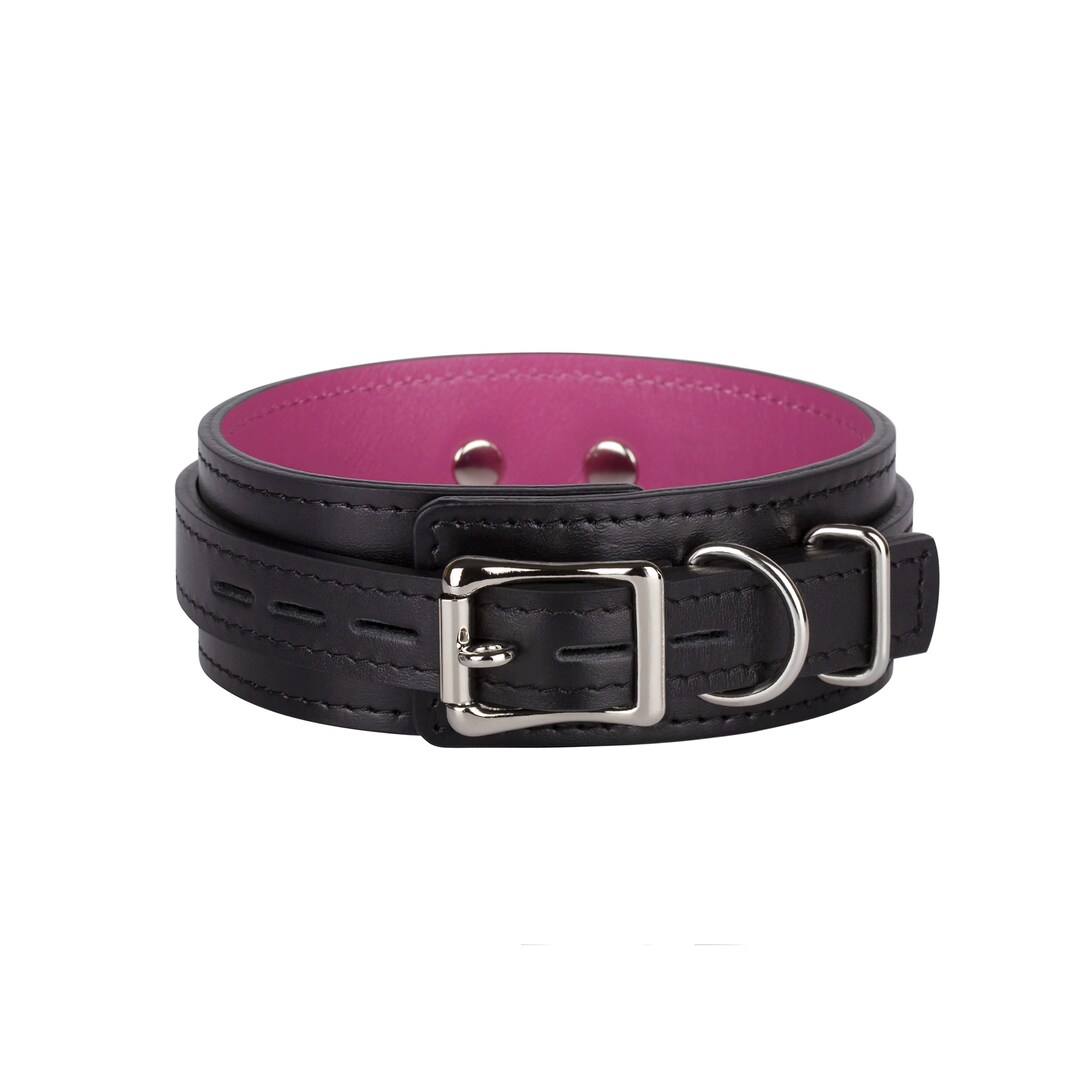 Handmade Black-purple Leather Locking Lockable Collar for Woman Sub and ...