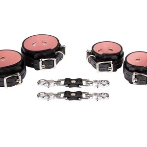 Locking Black Leather Ankle Cuffs With Custom Sizing (792 Color ...