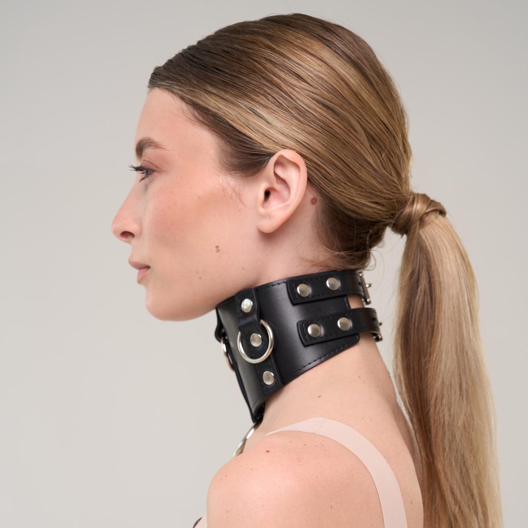 Premium Leather Custom Locking Posture Collar With 4 O-rings ( 792 ...