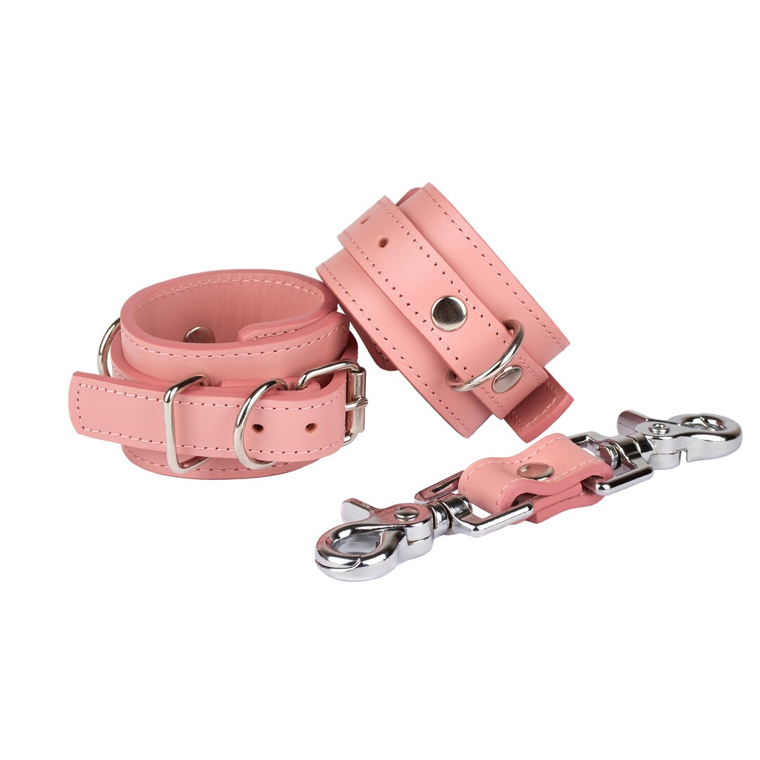 Custom BDSM Restraints Pink Leather Handcuffs for Men & Women 792 Color ...