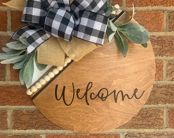 Gray and Black Buffalo Check Welcome Sign - Etsy