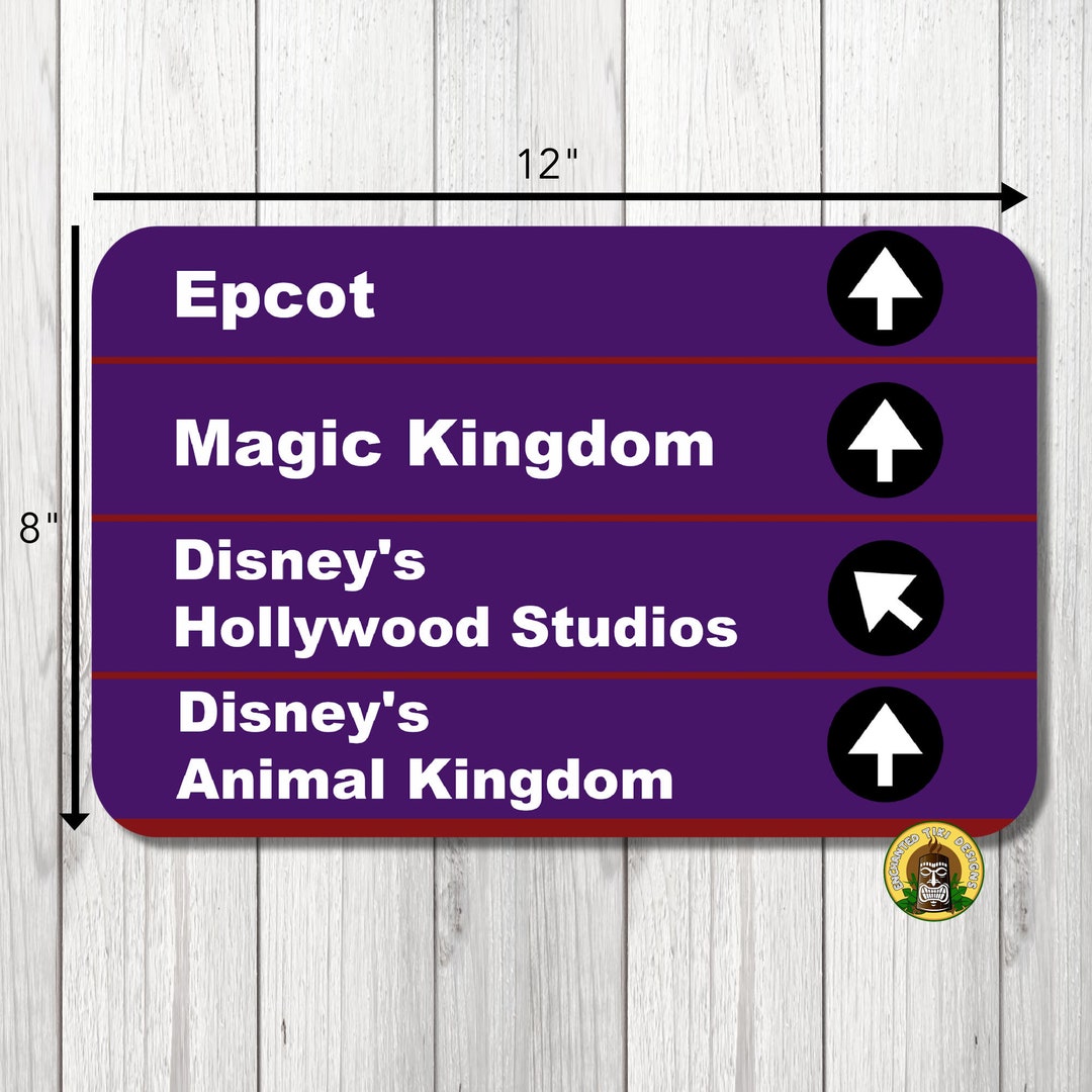 TIN Signno Frame Walt Disney World Road Sign Epcot, Magic Kingdom ...