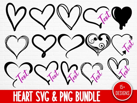 Heart SVG Bundle Doodle Heart SVG Hand Drawn Valentine - Etsy