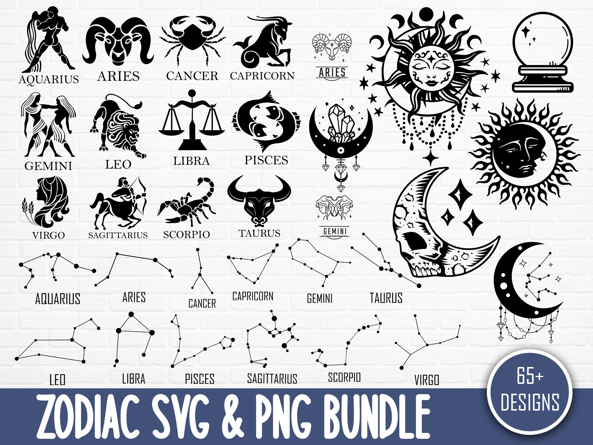 Zodiac SVG Bundle Horoscope SVG Astrology SVG Birth Sign - Etsy
