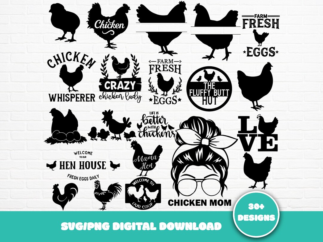 Pacote SVG de frango, Hen SVG desenhado à mão, Galo SVG, Frango Svg ...
