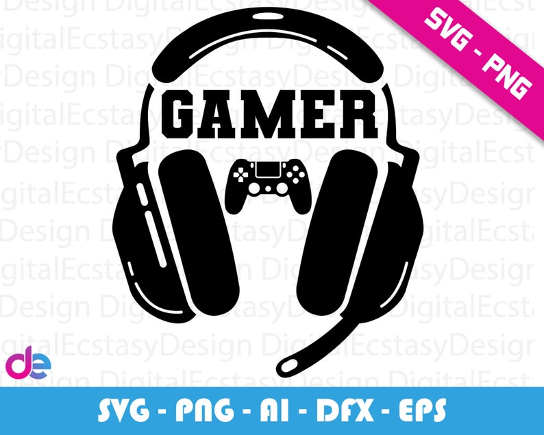 Gamer Headset SVG: Funny Video Game Controller Cut File (digital ...