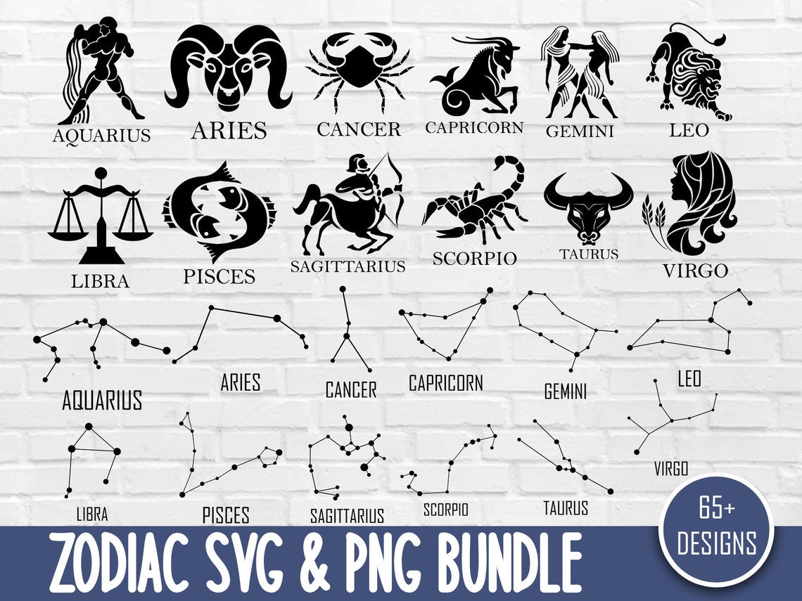 Zodiac SVG Bundle Horoscope SVG Astrology SVG Birth Sign - Etsy