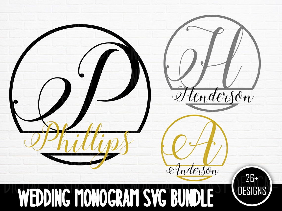 Split Monogram SVG Split Monogram Frame Alphabet Last Name - Etsy