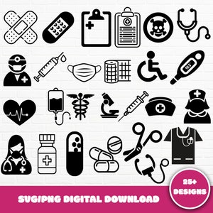 Nurse Icons SVG Bundle, Nurse SVG, Nurse Quotes SVG, Doctor Svg, Nurse ...