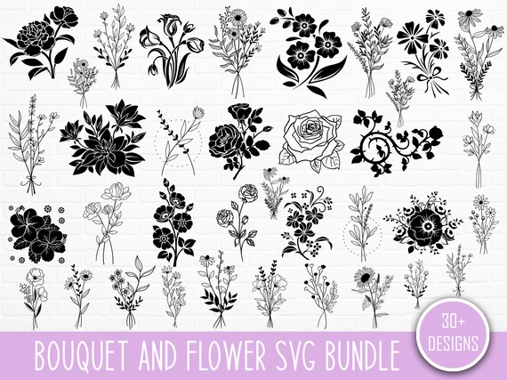 Bouquet SVG Bundle Flowers SVG PNG Hand Drawn Floral Svg - Etsy