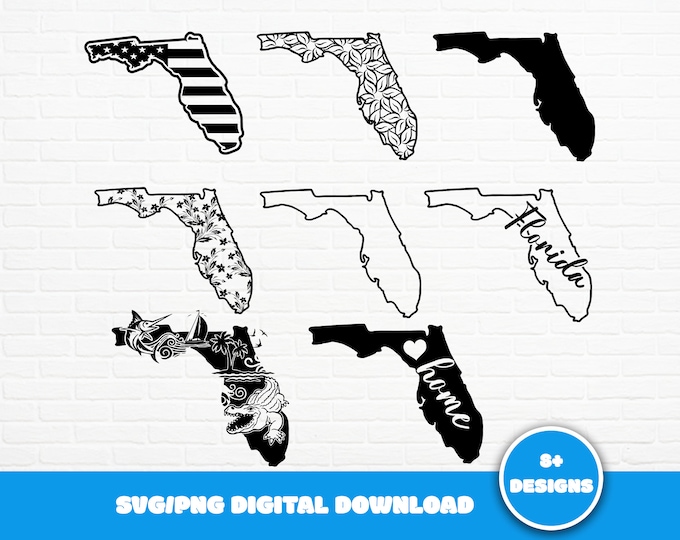 Florida Map Stencil Outline Script Font Floridian American Cricut Files ...