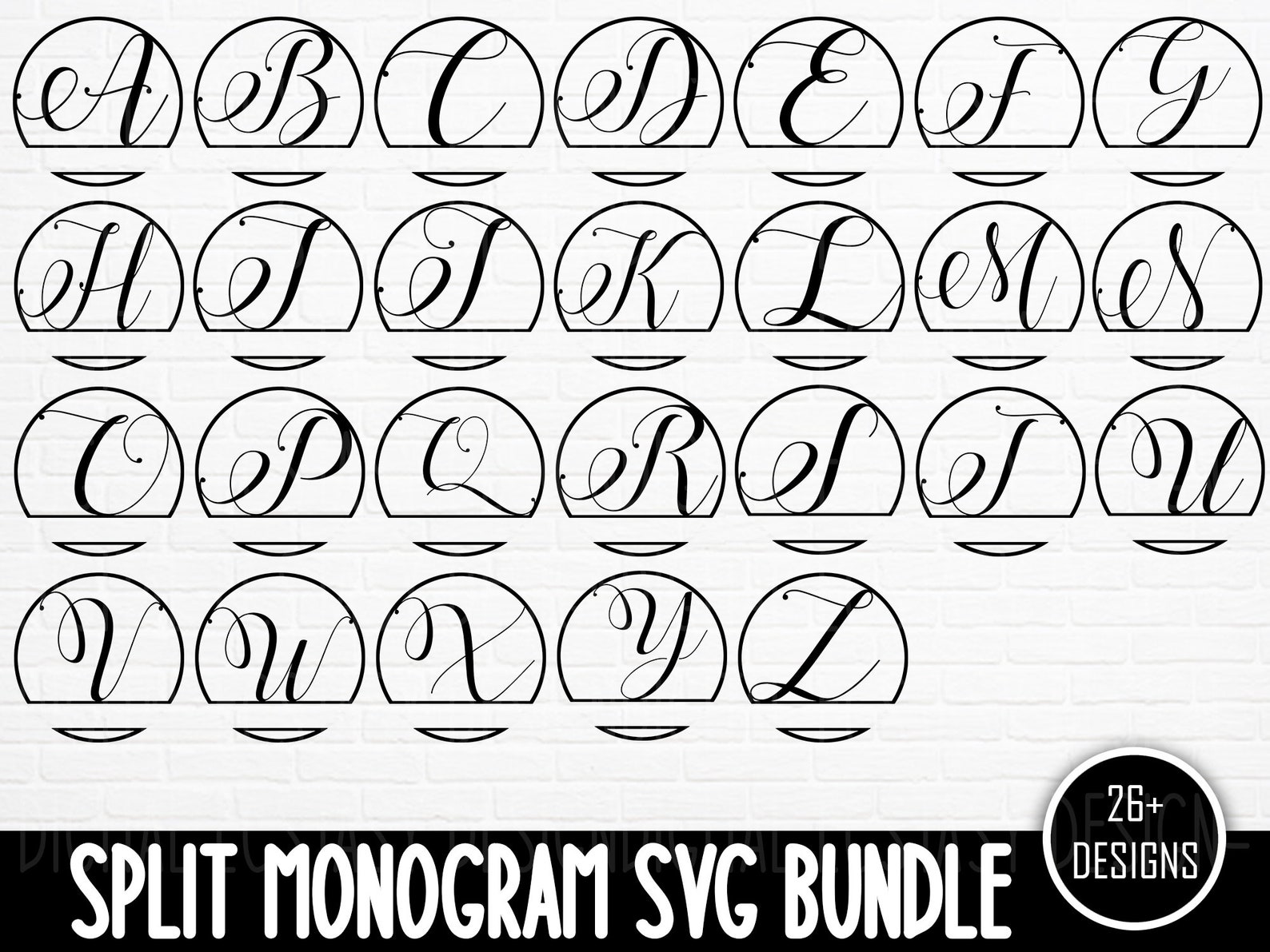 Split Monogram SVG Split Monogram Frame Alphabet Last Name - Etsy