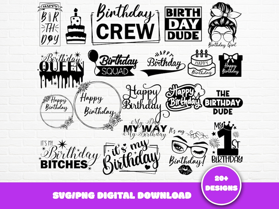 Happy Birthday SVG Bundle, Birthday SVG, Birthday Party SVG, Birthday Cake Svg, Birthday Clipart ...