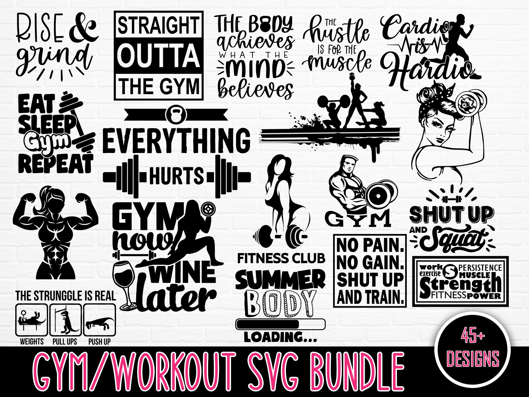 Workout SVG Bundle Gym SVG Bundle Fitness SVG Exercise Svg - Etsy