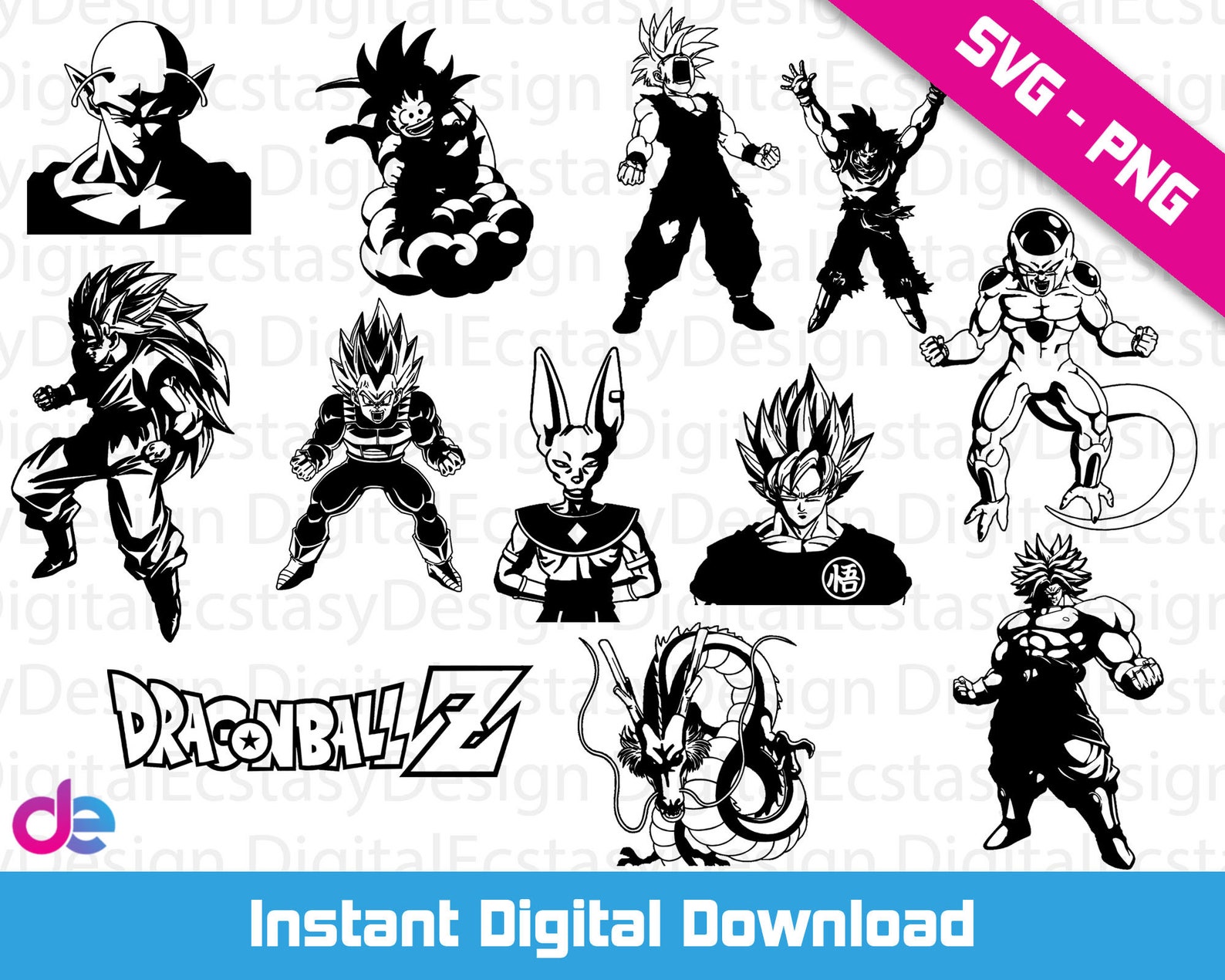 Dragon Ball Z SVG Bundle: Goku PNG Anime Pack Cricut Cut Files | Etsy