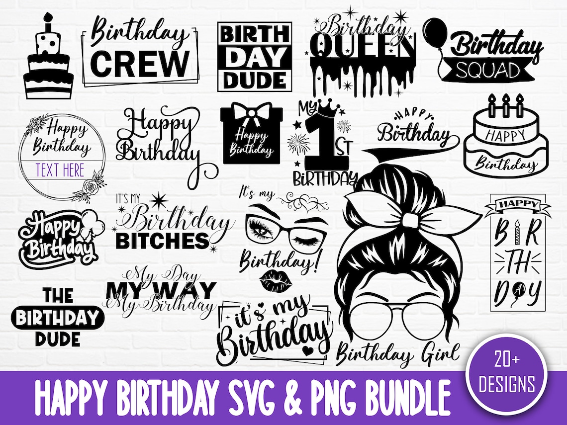 Happy Birthday SVG Bundle Birthday SVG Birthday Party SVG - Etsy
