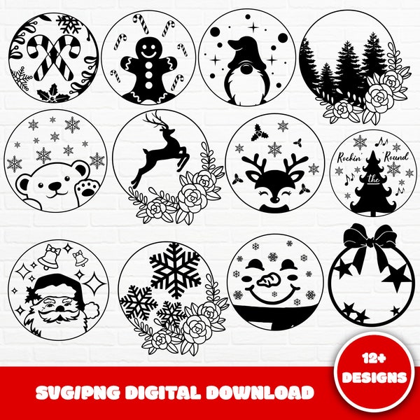 Round Christmas Svg - Etsy