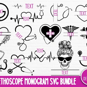 Stethoscope Split Monogram SVG Bundle: Nurse & Doctor Cut Files ...