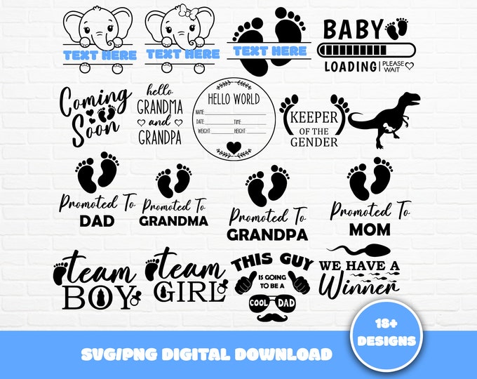 Baby Stats Bundle SVG | Baby Birth Announcement Template Svg | Baby ...