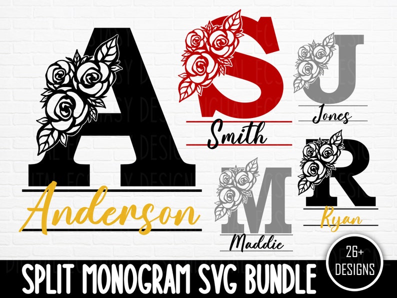 Split Monogram SVG Split Monogram Frame Alphabet Last Name - Etsy
