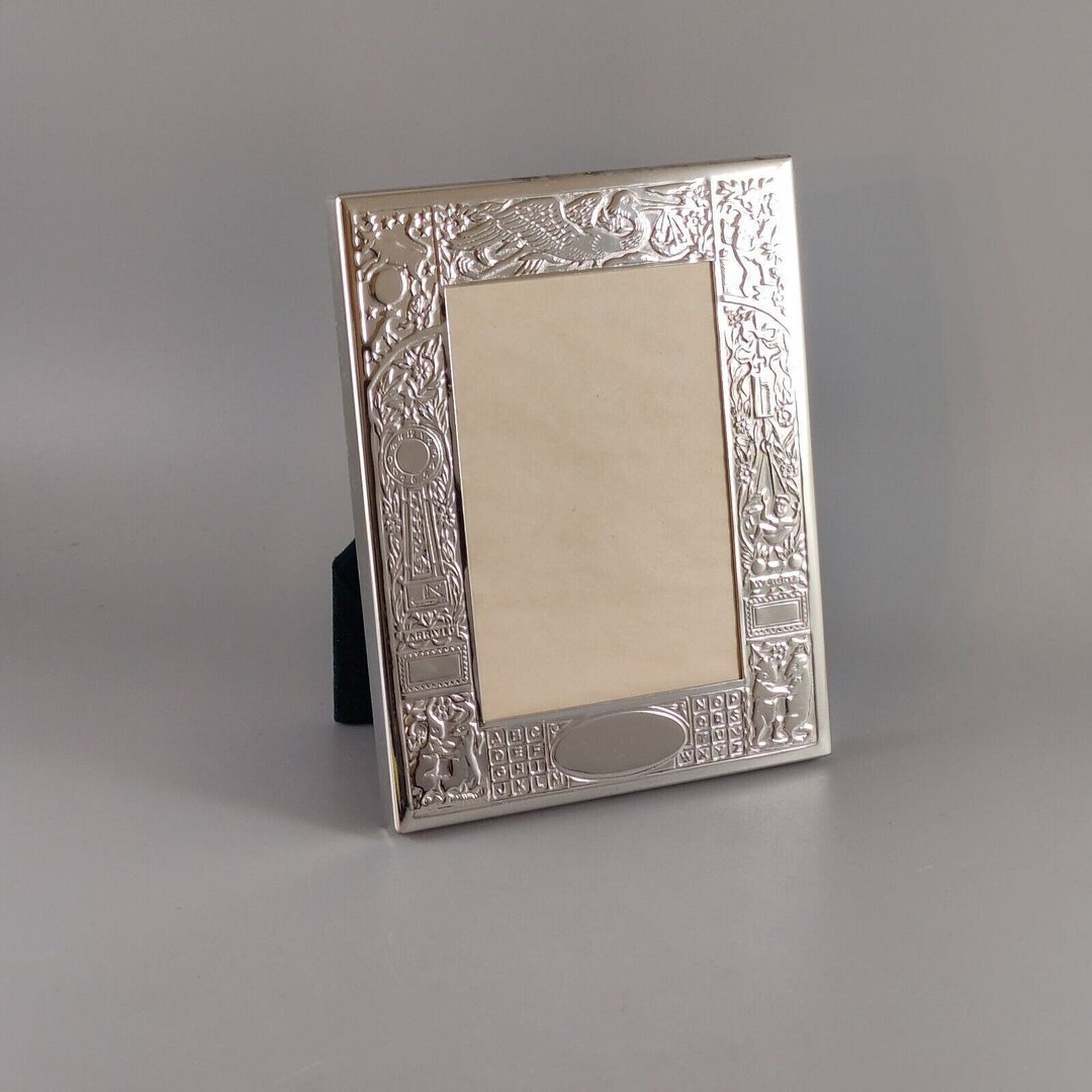 Empire Pewter Birth Record Picture Frame Vintage Engravable Baby Shower ...