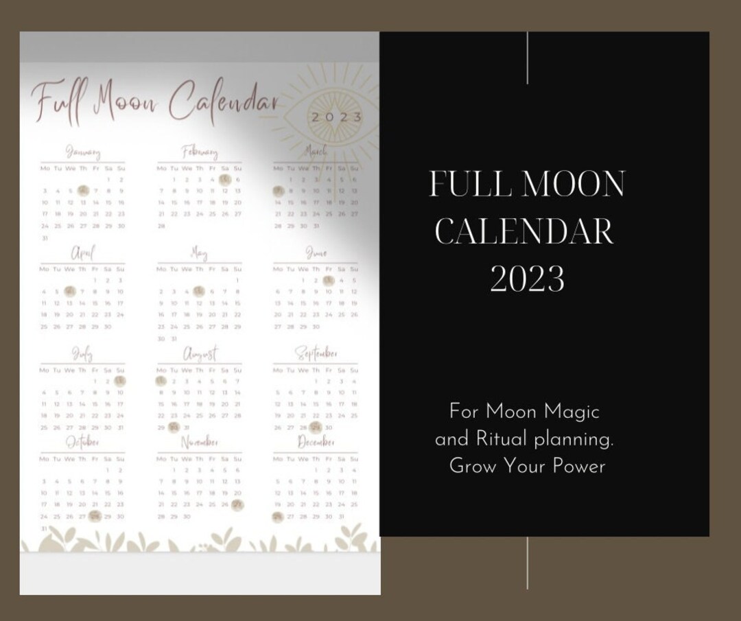 Moon Calendar, 2023 Lunar Calendar, Calendar Printable 2023, Full Moon ...