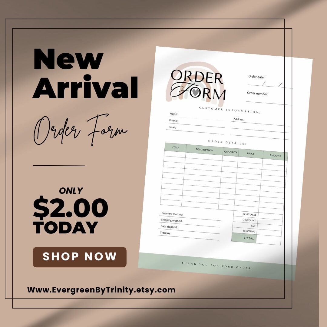 Fillable Order Form Digital Order Form Template Small - Etsy