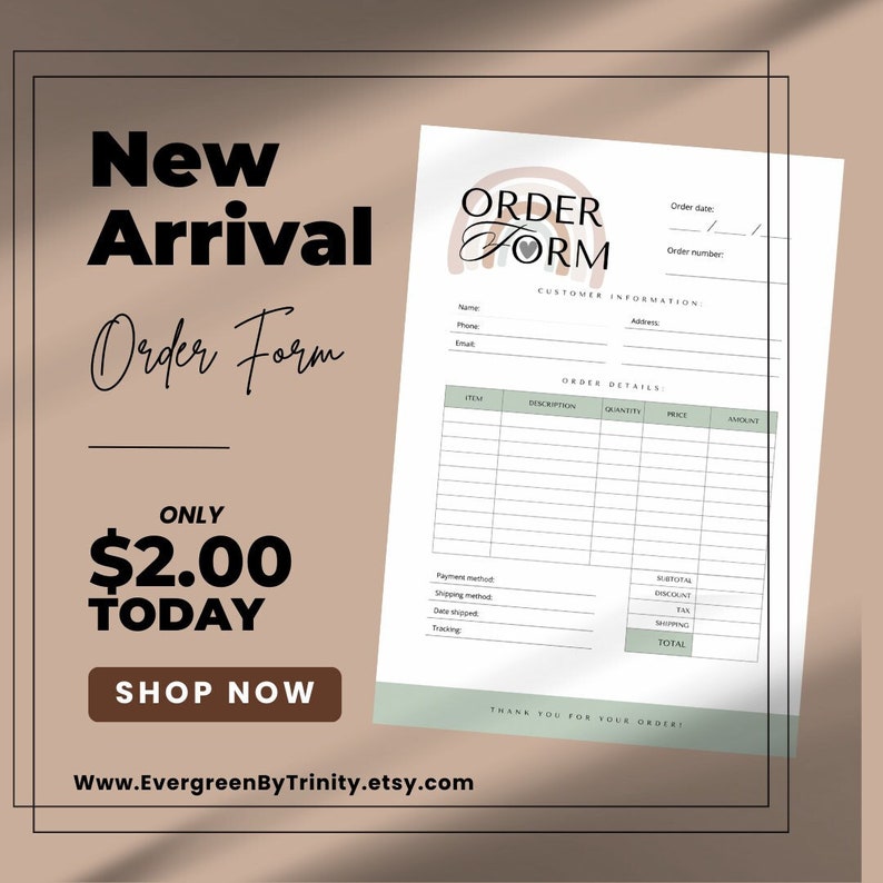 Fillable Order Form Digital Order Form Template Small - Etsy