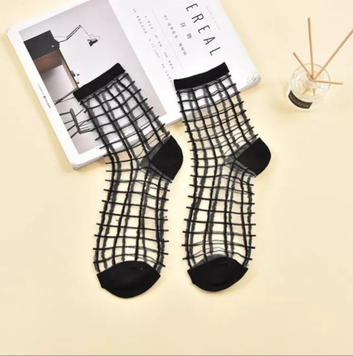 Fancy Dress Wednesday Addams Stylish Transparent Fashion Ankle Sock ...